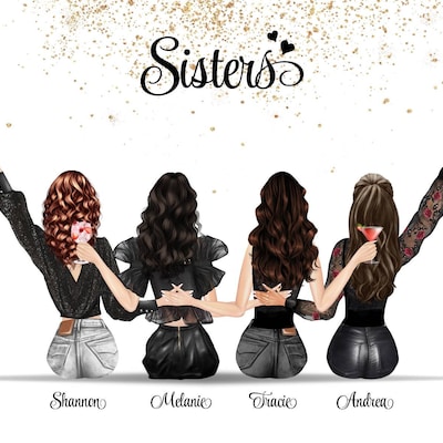 3 Best Friends Drawing Three Besties Print Friendship Poster 3 - Etsy