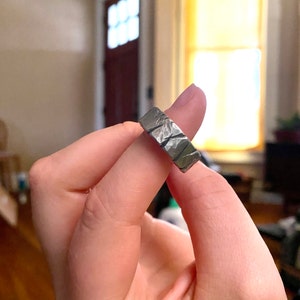 Men's Pewter One of a Kind Statement Ring / Racing Striped Rugged Band ...