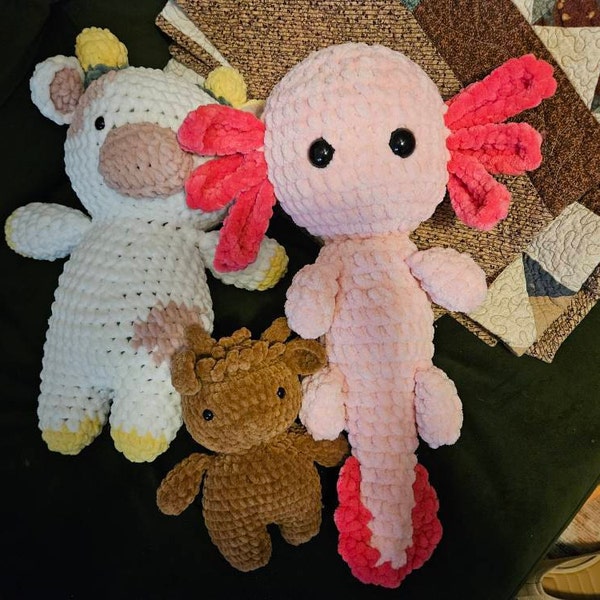 No Sew Axolotl Crochet Pattern, Cute Flower Axolotl No Sew Amigurumi ...