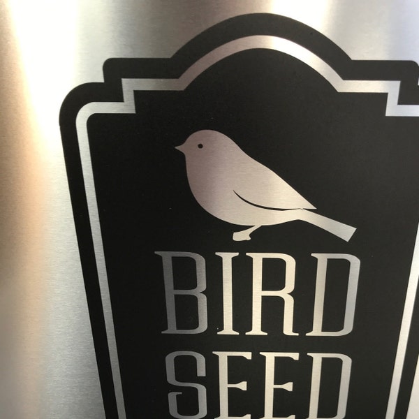 Bird Seed Decal, Computer Cut Vinyl Decal, Bird Seed Container Label ...
