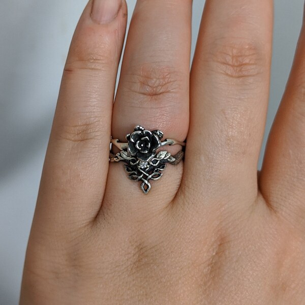 Mini Flowing Mini Rose Ring, Rose Ring, Sterling Silver Ring, Handmade ...