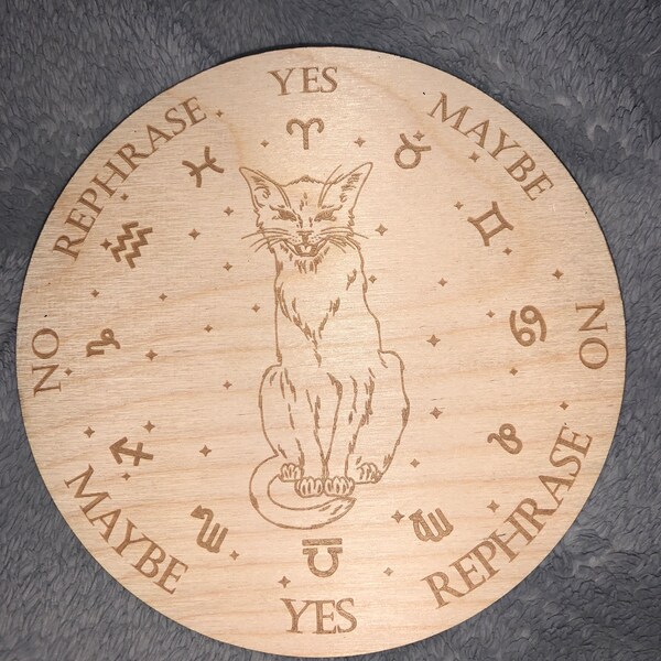 Black Cat Wood Pendulum Board | Laser Engraved | Divination | Scrying ...
