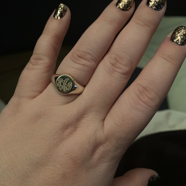 Gold Signet Ring - Womens Signet Ring - Custom Signet Ring - Monogram ...