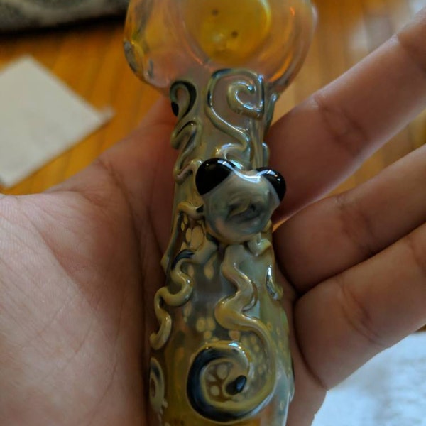 Hand Blown Glass Octopus Pipe - Etsy