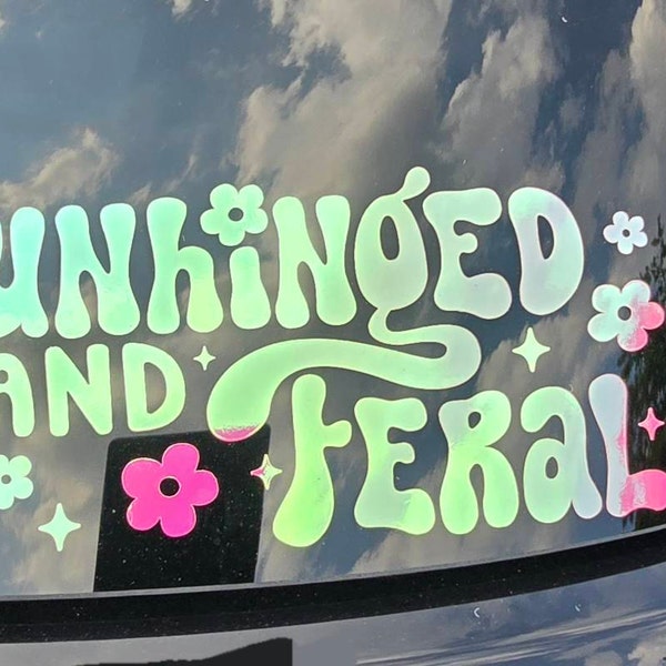 Unhinged and Feral Funny Car Decal - Car Window Decal Sticker, Car ...