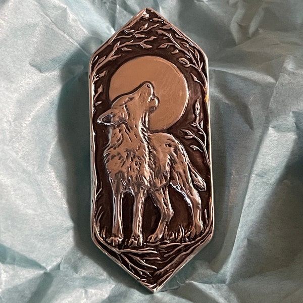 Moonsong, Personalized Fine Silver Wolf Pendant, Full Moon, Handmade in ...