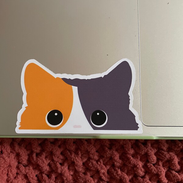 Peeking Cat Sticker - Etsy