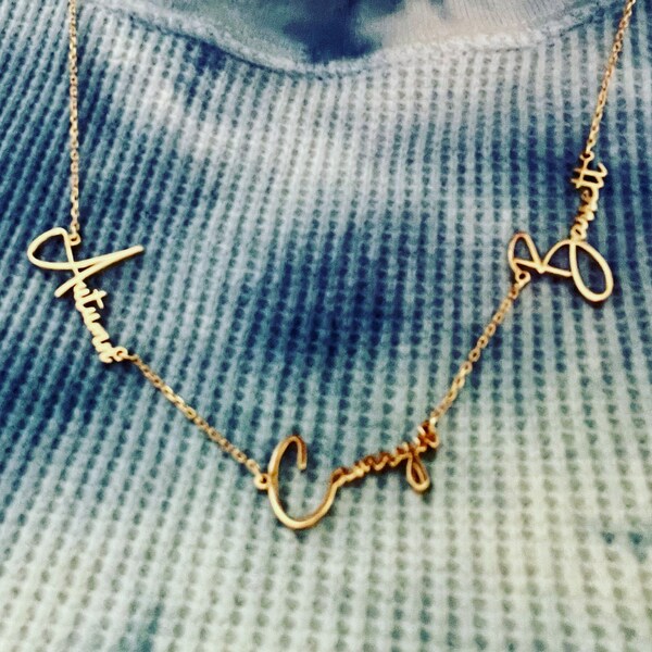 Personalized Double Names Necklace - Two Names Jewelry - Dainty Name ...