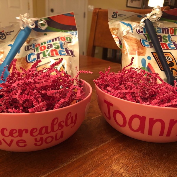 Personalized Valentine's Day Cereal Bowls Gift Set - "i Cerealsly Love ...