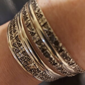 Stacking Bangle in Sterling Silver, Sterling Silver Bangle Set, Set of ...