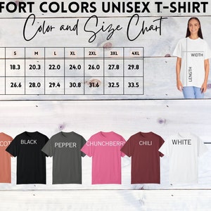 Comfort Colors® 6014 Color and Size Chart Long Sleeve Shirt Color Chart ...