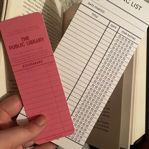 Reading List Bookmark Library Card Bookmark Vintage Library Bookmark ...