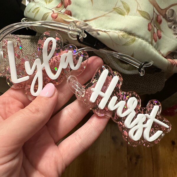 Acrylic Kids Bag Tag| Colourful Bag Tag | Personalised Bag Tag for Kids ...