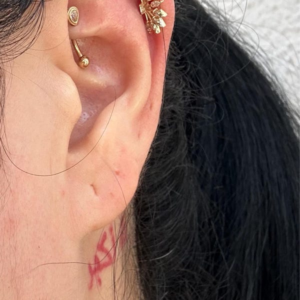 14K Gold Spikes Stud Piercing - Real Gold Piercing - Spikes Stud ...