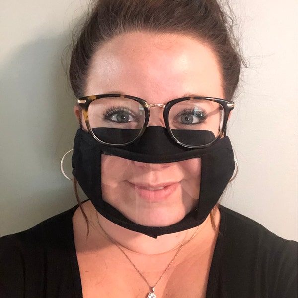 Anti-fog Clear Window Face Mask - Adult Black - Etsy