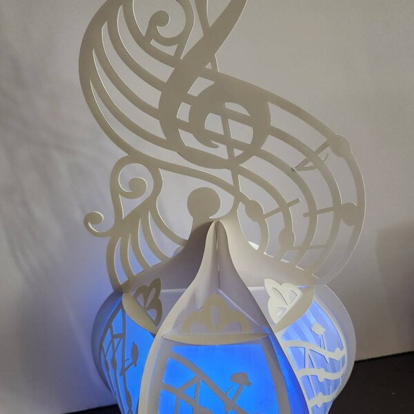 3D SVG Music Symbols Round Paper Cut Lantern, G Clef Luminary, Lightbox ...