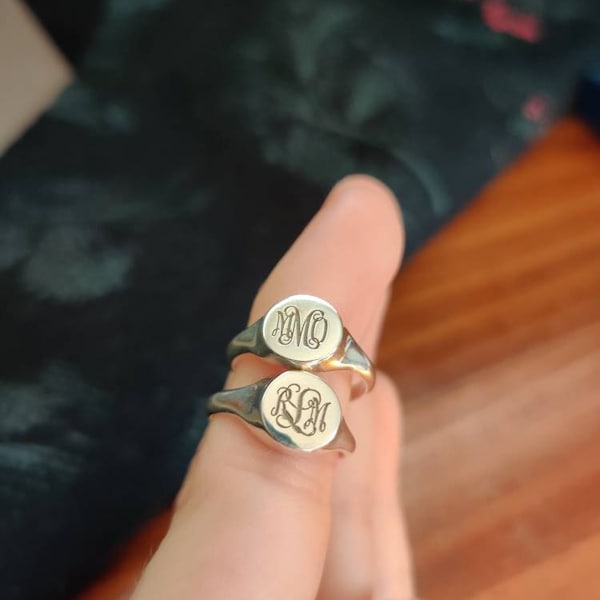 14K Signet Ring-personalized Ring-monogram Ring-gold Ring-personalized Jewelry-engraved Ring ...