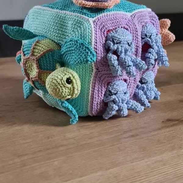 Sea Animals Activity Cube Crochet Pattern Sensory Toy Amigurumi Pattern ...