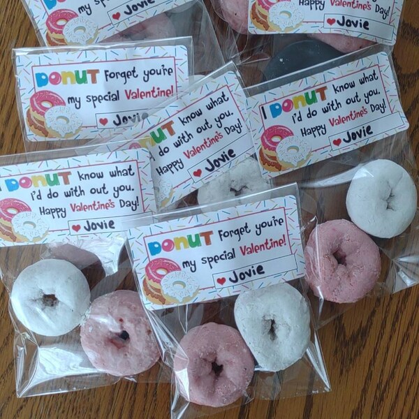 Donuts Valentine Treat Bags, Donuts Stickers and Bags, School ...
