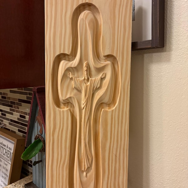 Jesus Cross 3D Relief – STL File for CNC & 3D Printing. Religious Wall ...