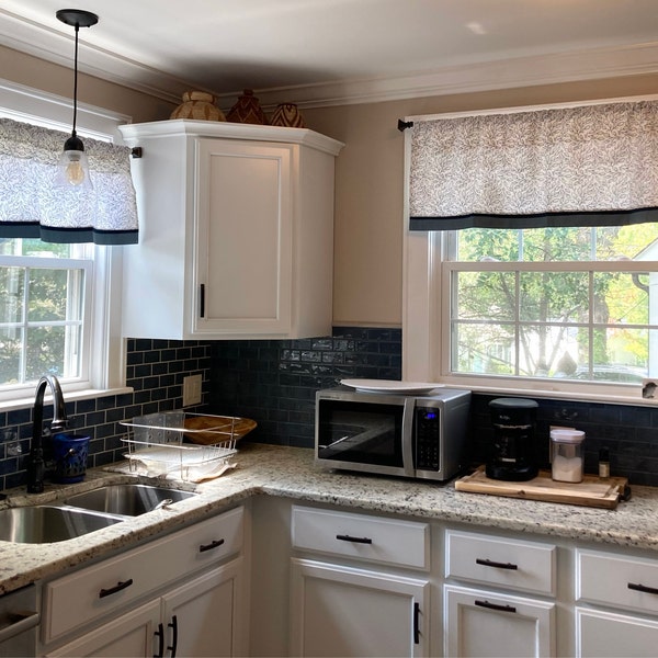 Blue Gold Yellow White Valance Jacobean Bloomcraft 17 X 54 Window ...