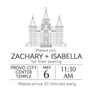 LDS Temple Wedding Invitation Suite Temple Sealing Insert Elegant ...