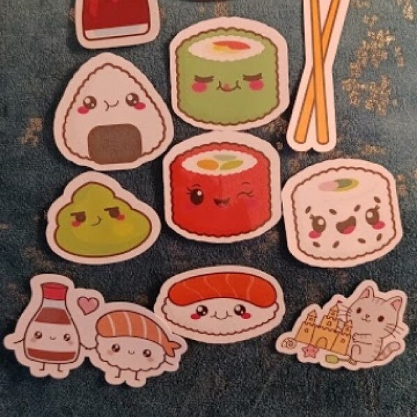 Kawaii Sushi Sticker Pack | Cute | Fun Stickers | Stickers | Gift for ...