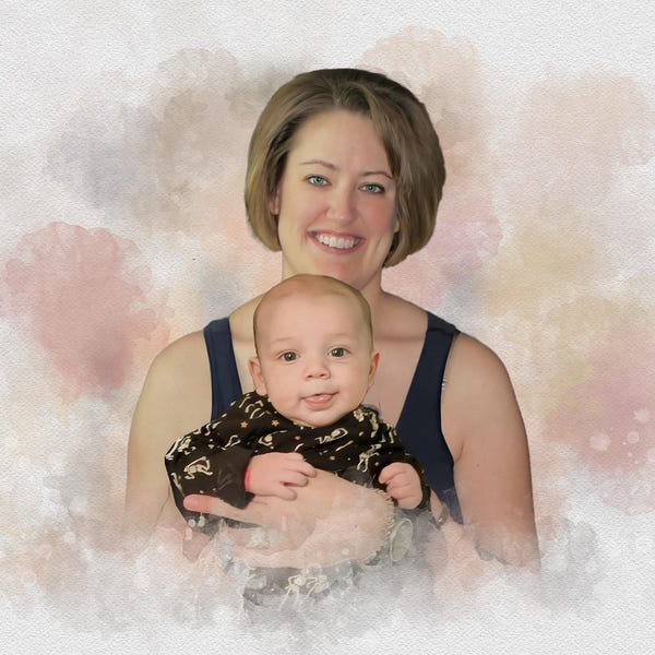 Painted Family Portrait, Loss of Father Gift for Daughter, Memorial ...