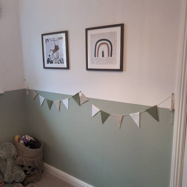 Sage Green, Beige & Natural Baby Bunting, Felt Neutral Bunting, Kids ...