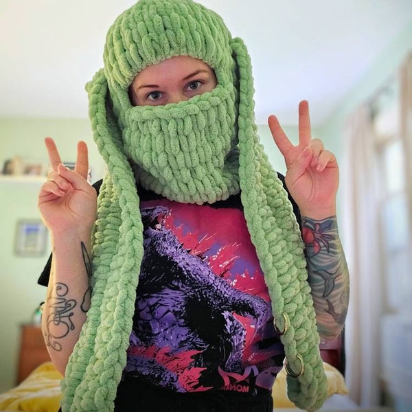 Cat Hat Halloween Mask , Catwoman Mask With Ears , Black Knitted Winted ...