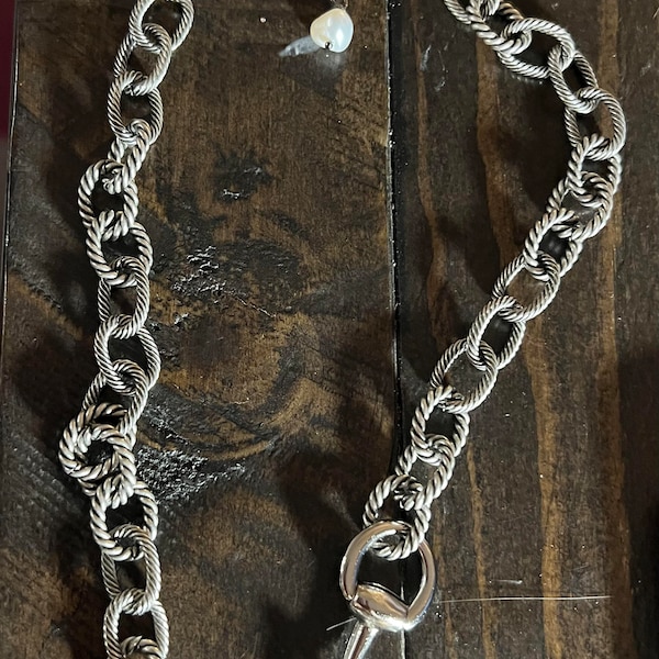 Equestrian Horse Snaffle Bit Antique Silver Paperclip Chain Double Wrap ...