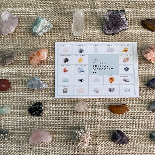 21 Pcs Beginner Crystal Kit-raw Crystal Set-healing Crystal Set-crystal ...