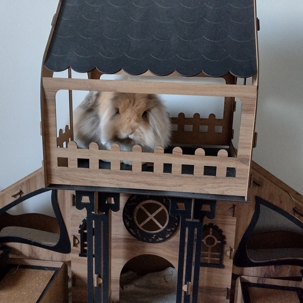 COLONY Large 3-floor Rabbit House: Multi-level Rabbit Castle, Wooden ...