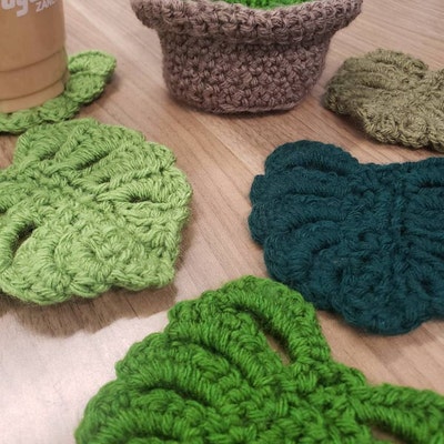Monstera Leaf Coaster Set CROCHET PATTERN - Etsy