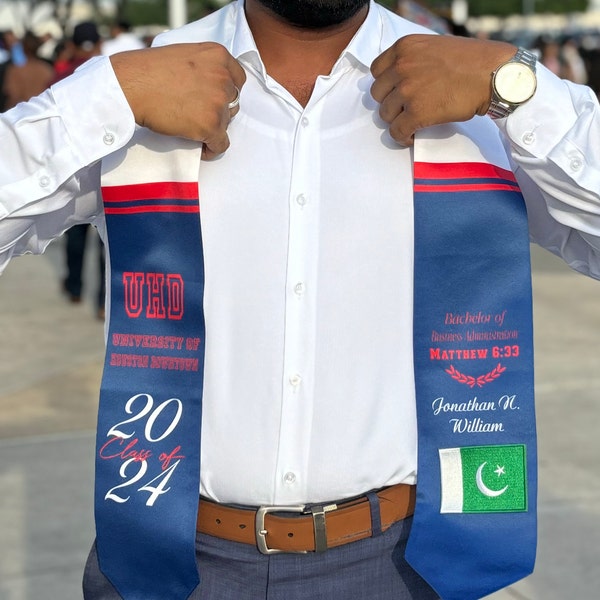 Your School Colors Personalized Stripes Graduation Stole, Grad Gift ...