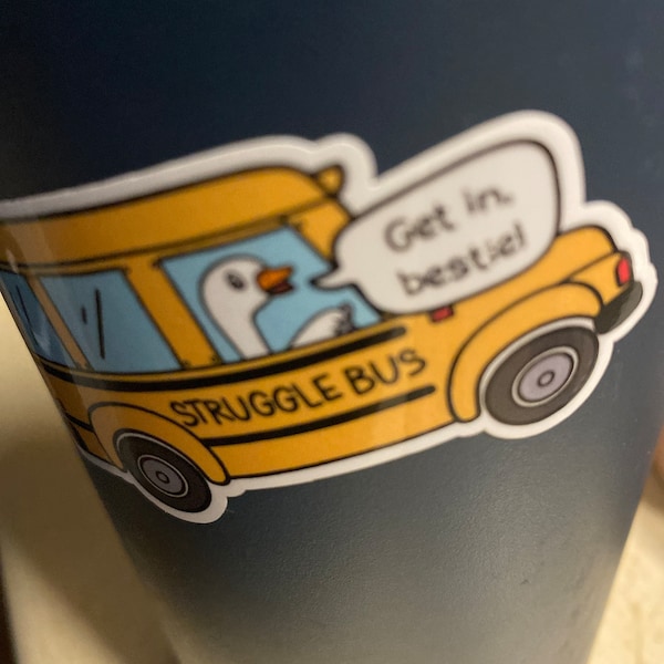 Struggle Bus Sticker, Funny Stickers, Anxiety Retro Therapy, Mental ...