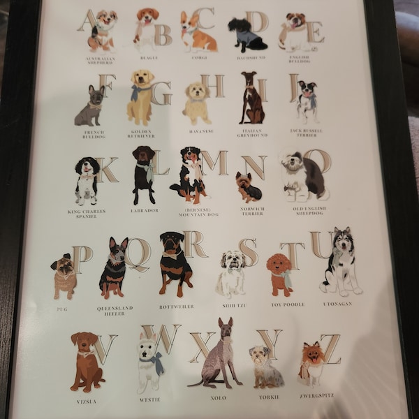 Dog Alphabet Art for Boho Nursery Digital Download Gender Neutral ...
