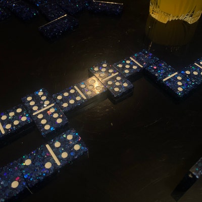 Custom Domino Set Chunky Pink Glitter Resin Dominoes Resin Game Set - Etsy