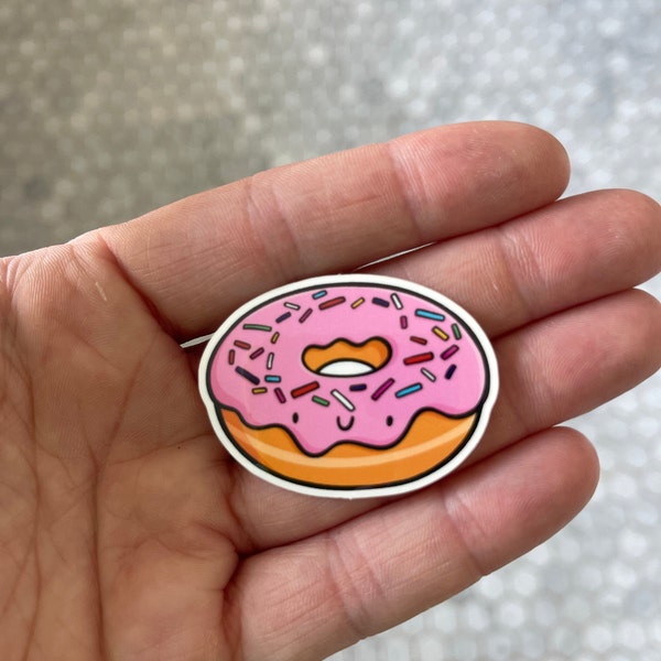 Mini Pink Donut Sticker | Waterproof Vinyl Sticker | Kawaii Desserts ...