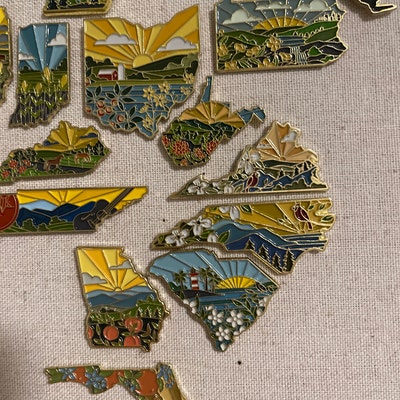 North Carolina Pin Gold Soft Enamel Pin Illustrated United State Pin ...