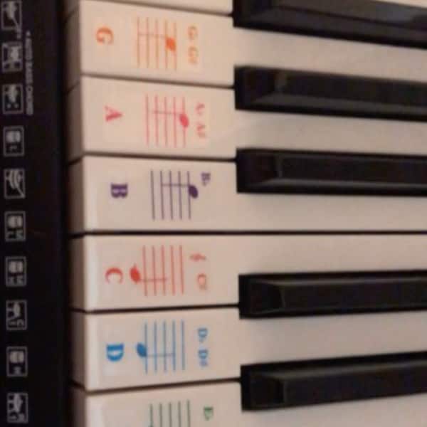 Color Piano Stickers for 49/61/ 76/88 Key Keyboards – Transparent and ...
