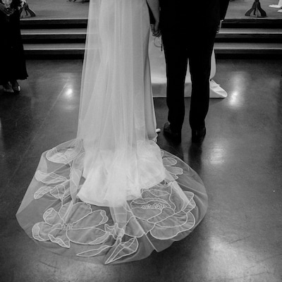 ANNA Drop Royal Floral Cathedral Veil/floral Cathedral Veil/ Floral ...