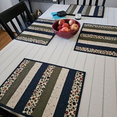 Quilted Placemats, Patchwork Placemats, Country Placemats. Set of 6 ...