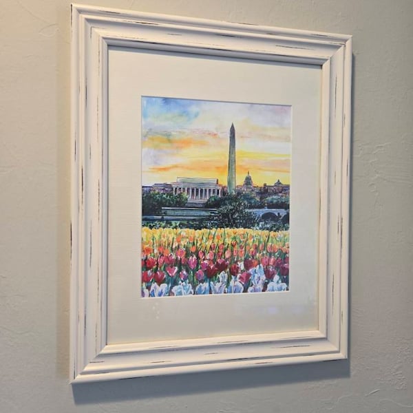 Washington DC Cherry Blossom Jefferson Monument Original Print by Cris ...