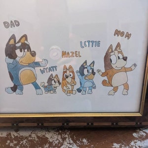 Watercolor BLUEY FAMILY Portrait Bluey Painting - Etsy