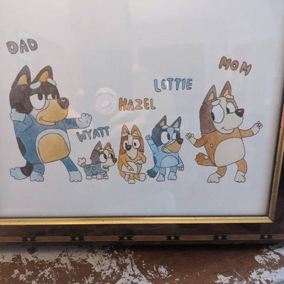 Watercolor BLUEY FAMILY Portrait Bluey Painting - Etsy
