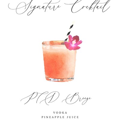 Watercolor Signature Cocktail Sign - Etsy