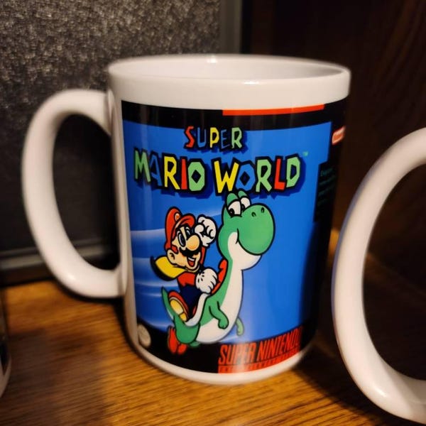 Super Mario World Box Art Mug – 15 Oz Ceramic – Super Nintendo SNES ...