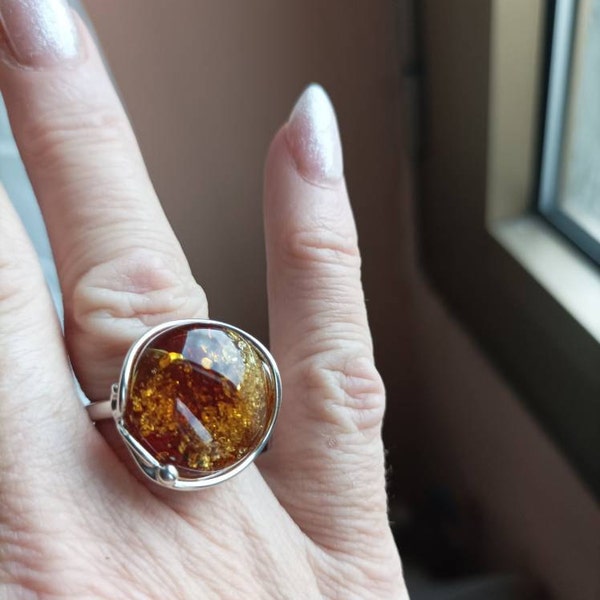 Incredible Light Blue Amber, Natural Baltic Amber Ring, Unique Amber ...