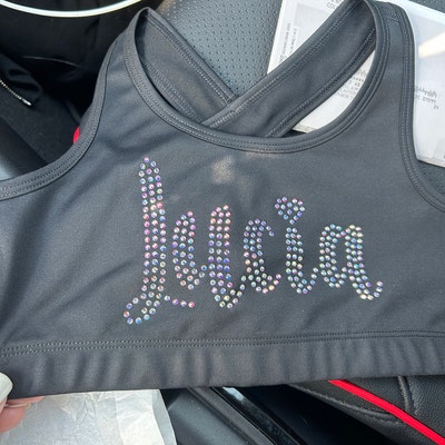 Personalized Rhinestone Sports Bra With Name or Word of Your Choosing ...